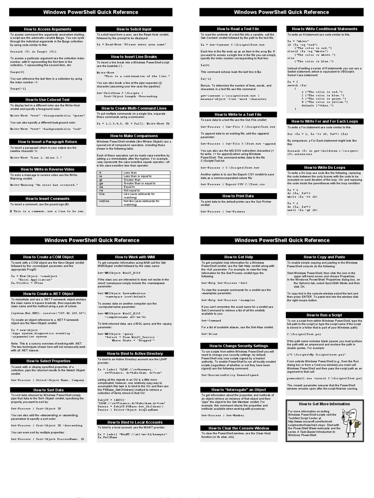 Microsoft Powershell Reference | PDF | System Software | Computing
