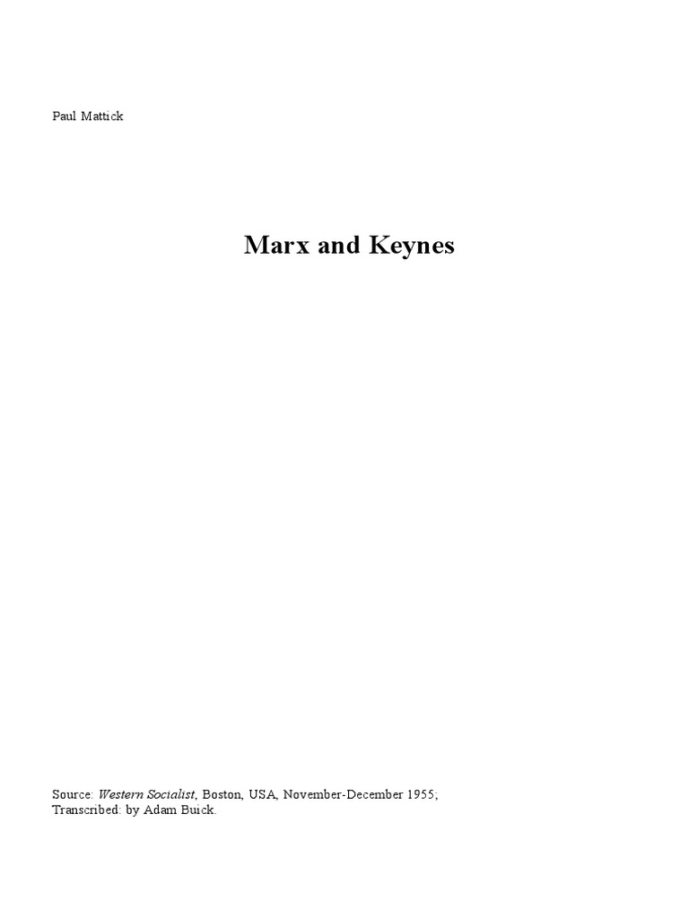 Marx and Keynes | Download Free PDF | Economics | Economies
