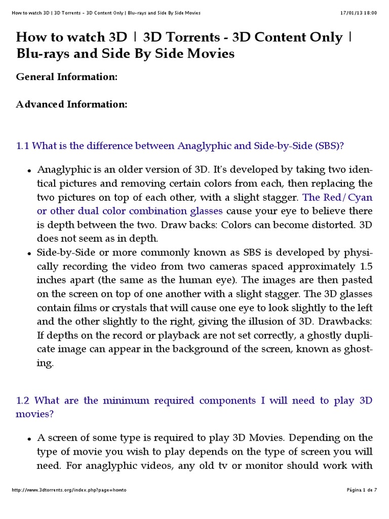 How To Watch 3D - 3D Torrents - 3D Content Only - Blu-Rays and Side by ...