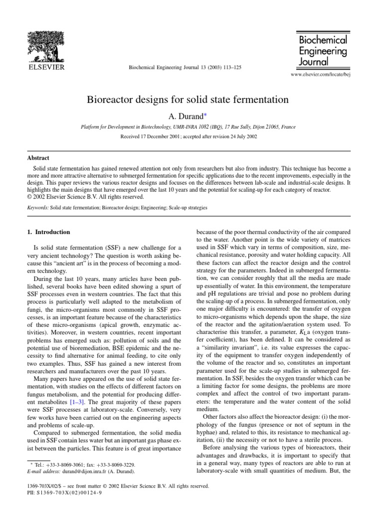 Bioreactor Designs For Solid State Fermentation | PDF | Hvac | Chemical Reactor