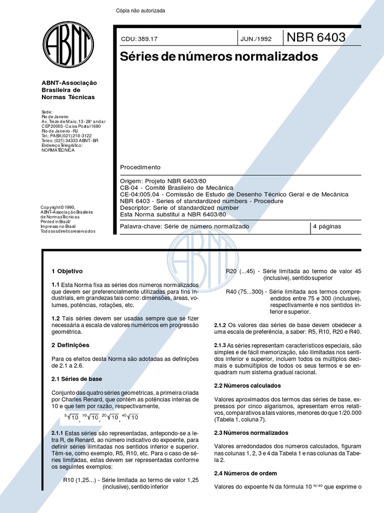 NBR 6403 (Jun 1992) - Séries de Números Normalizados | PDF | Derivado ...