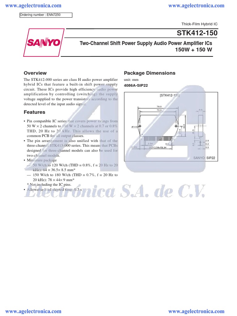 STK412-150 Series Two-Channel Audio Power Amplifier IC | PDF ...