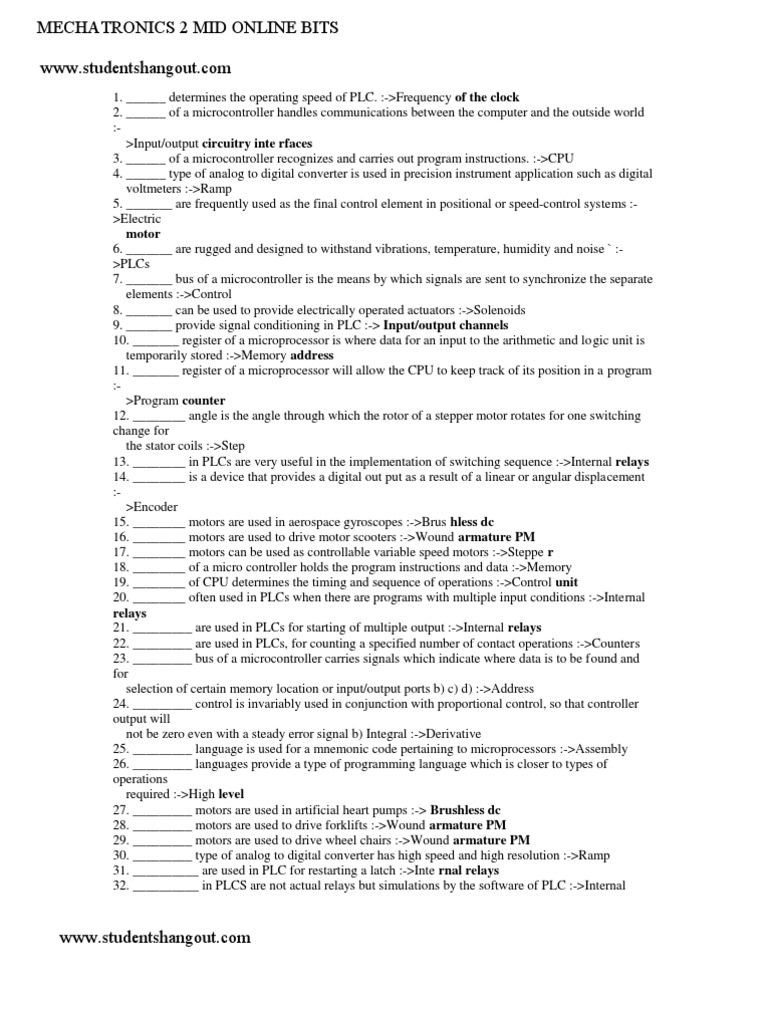Mechatronics 2 Mid Online Bits | PDF | Programmable Logic Controller | Relay