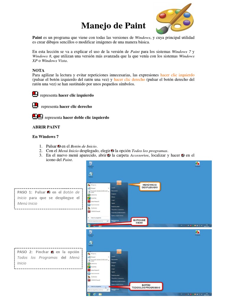Manejo de Paint | PDF | Point and Click | Ventana (informática)