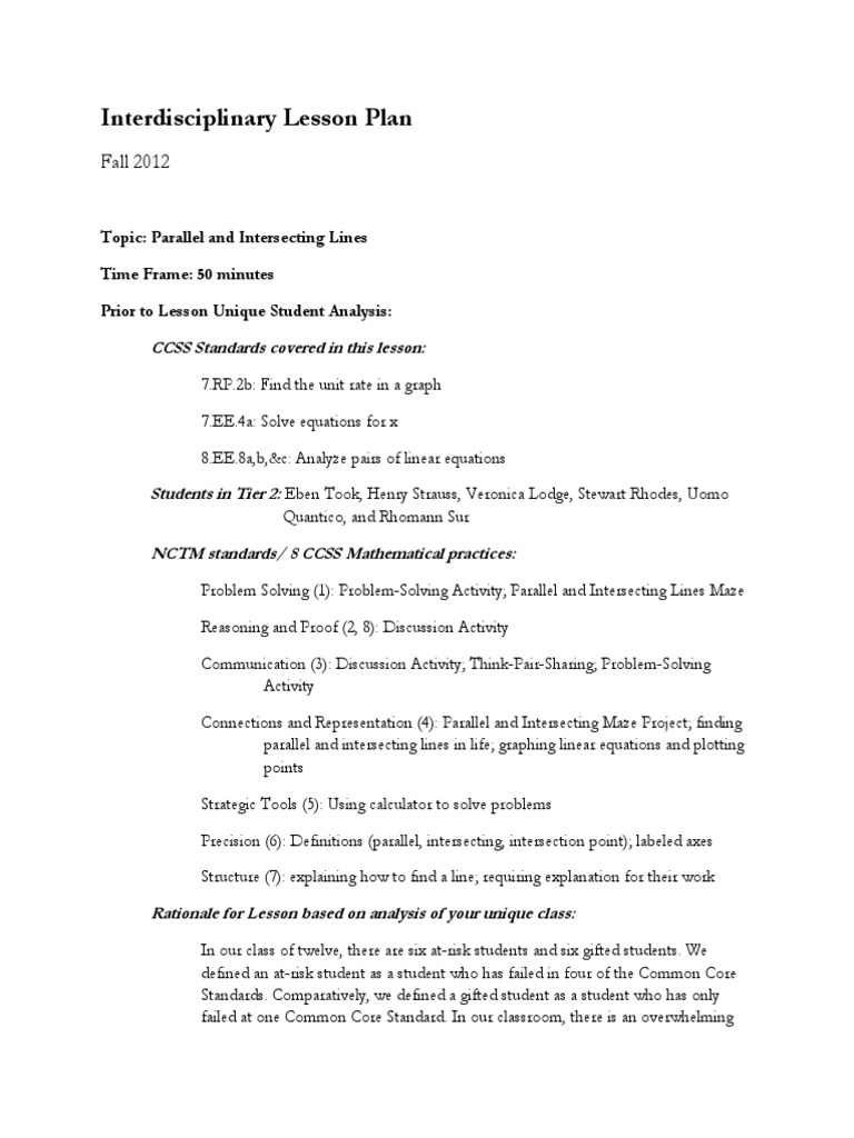 Interdisciplinary Lesson Plan | PDF | National Council Of Teachers Of ...