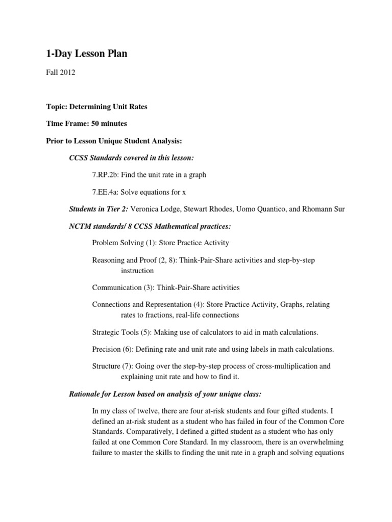 1 Day Lesson Plan | Download Free PDF | National Council Of Teachers Of ...