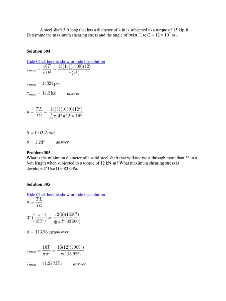 Solution 304: Hide Click Here To Show or Hide The Solution | PDF ...