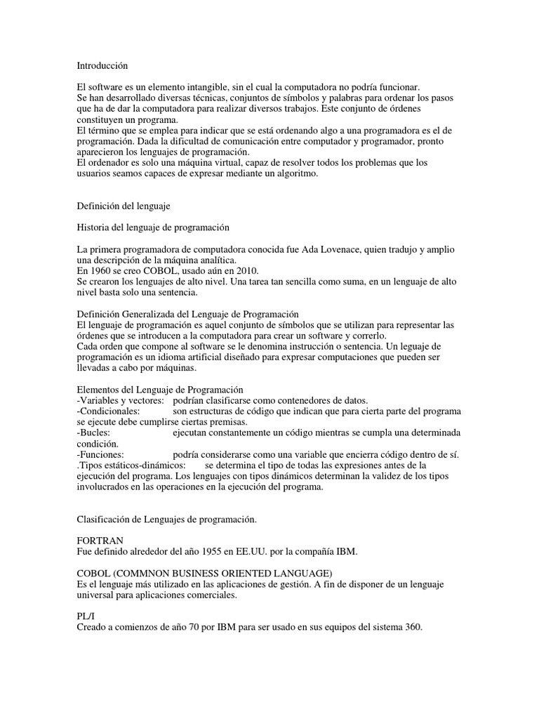 Resumen Lenguaje de Programación | PDF | Compilador | Programa de computadora