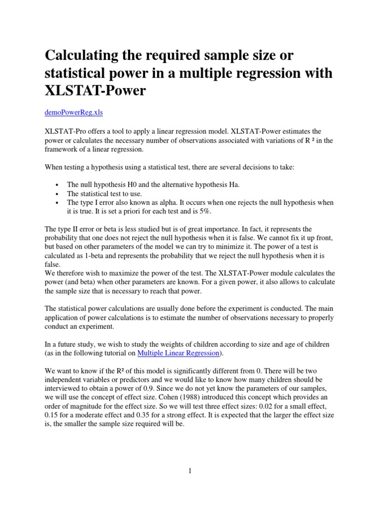 80 Calculating The Required Sample Size or Statistical Power in A Multiple Regression With ...