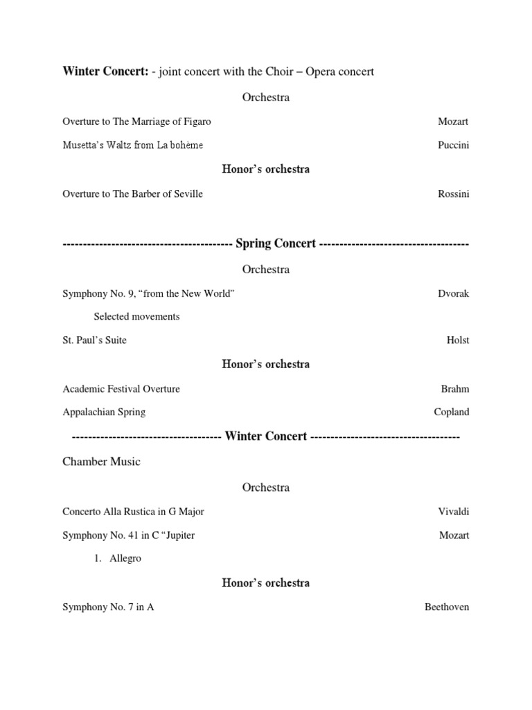 Winter and Spring Concert Program | PDF