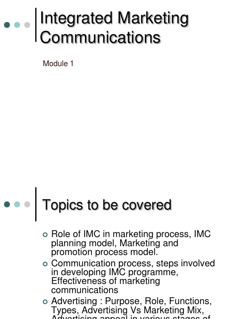 IMC - Module 1 | PDF | Marketing Communications | Promotion (Marketing)