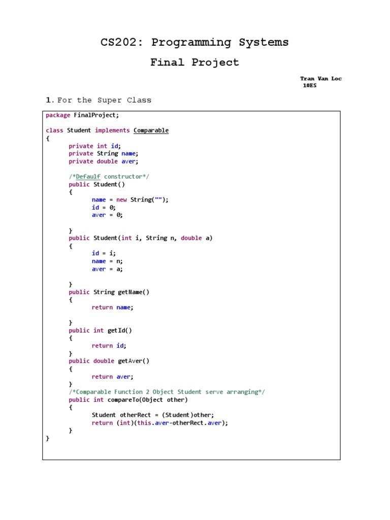 CS202 OOP Final Project | PDF | Array Data Structure | Java (Programming Language)