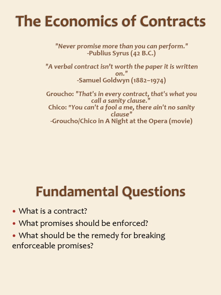 The Economics of Contracts | PDF | Damages | Breach Of Contract