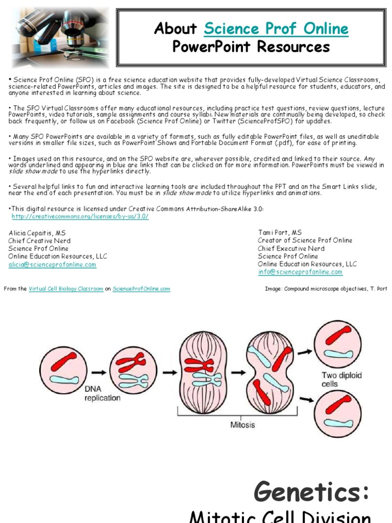 Cell Division Mitosis Biology Lecture PowerPoint VCBC | PDF | Mitosis ...