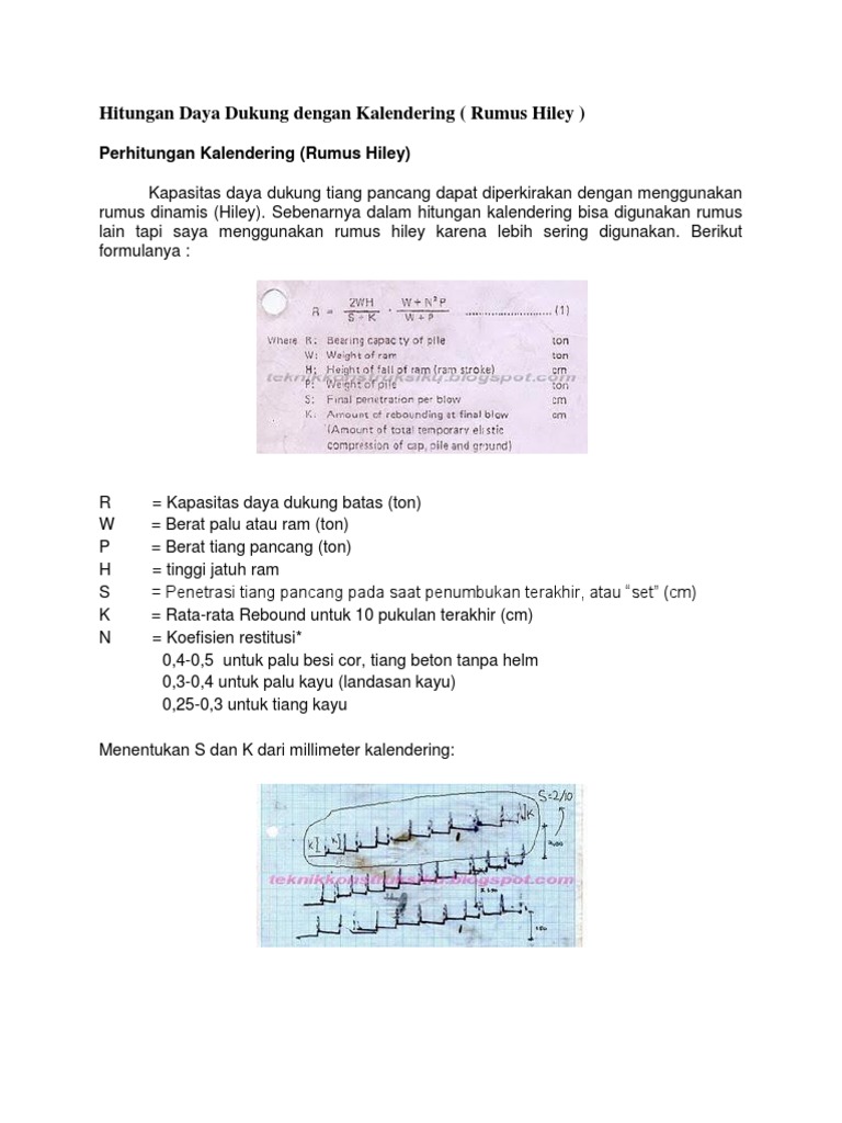 Hitungan Daya Dukung Dengan Kalendering | PDF | Metode & Bahan Ajar ...