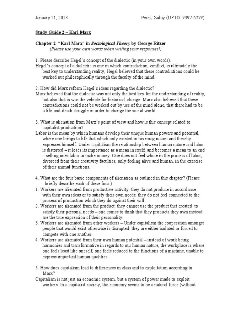Study Guide 2 Karl Marx2 | PDF | Karl Marx | Dialectic