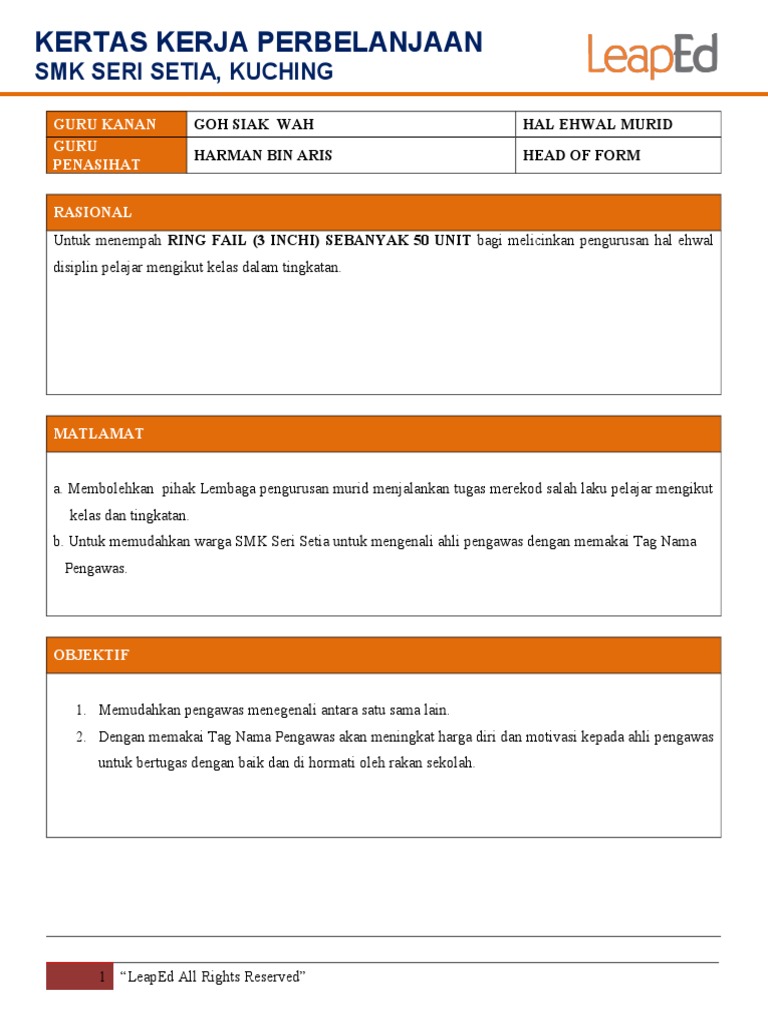 LeapED Kertas Kerja Perbelanjaan Pengurusan Murid | PDF | Karier ...