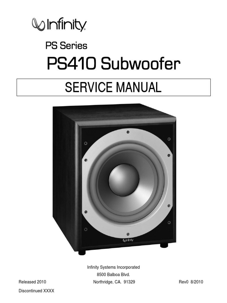 Subwoofer Infinity Ps410 | PDF | Amplifier | Loudspeaker