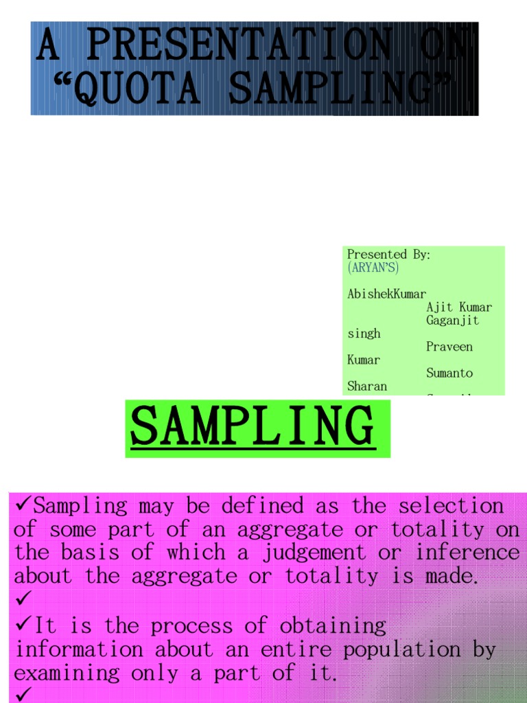 Quota Sampling | Sampling (Statistics) | Science & Mathematics