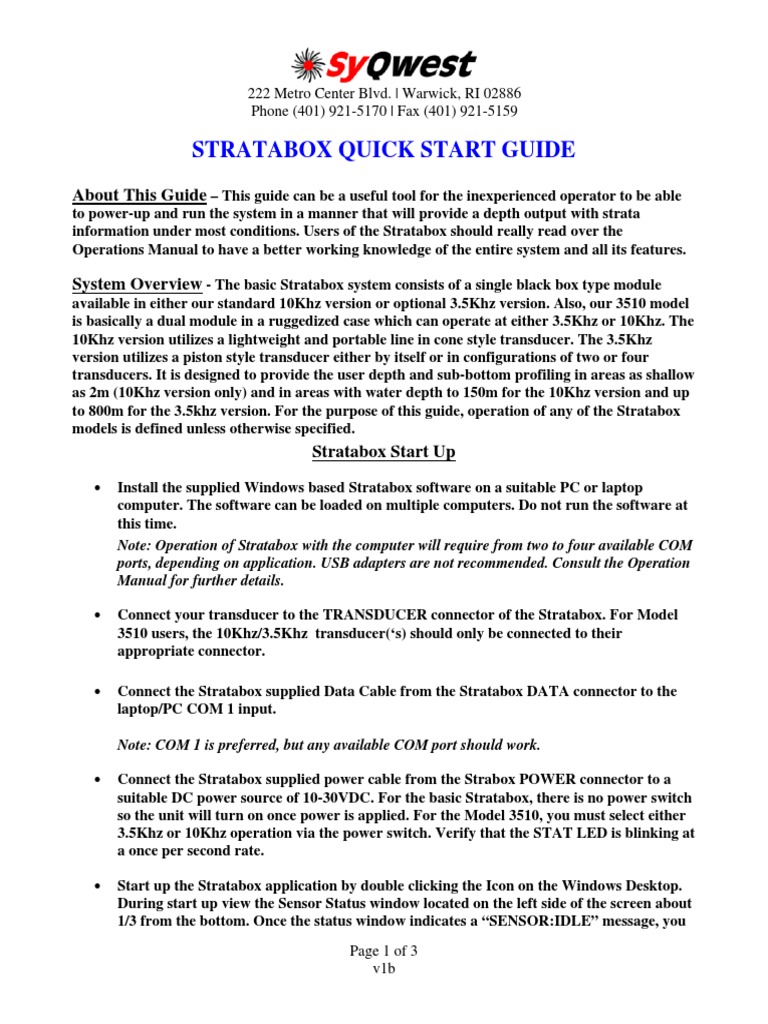 Stratabox Quickstart Guide | PDF | Sonar | Personal Computers