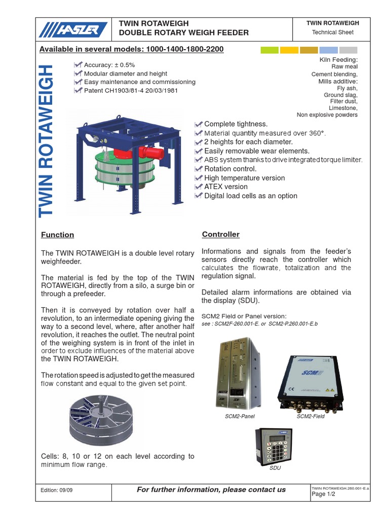 TWIN ROTAWEIGH Double Rotary Feeder | PDF | Flow Measurement ...