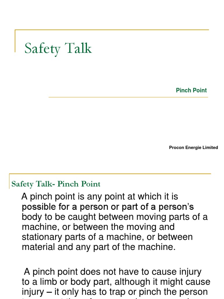 Safety Talk - Pinch Point | PDF | Safety | Door