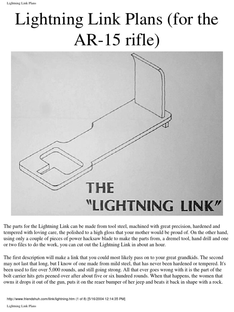 AR15 Lightning Link Plans | PDF | Trigger (Firearms) | Tools