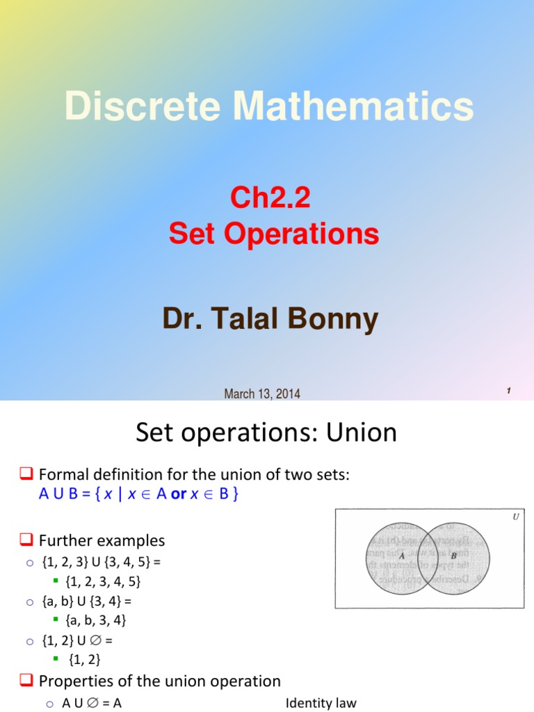 Ch2 2 Set Operations | PDF | Intersection (Set Theory) | Empty Set