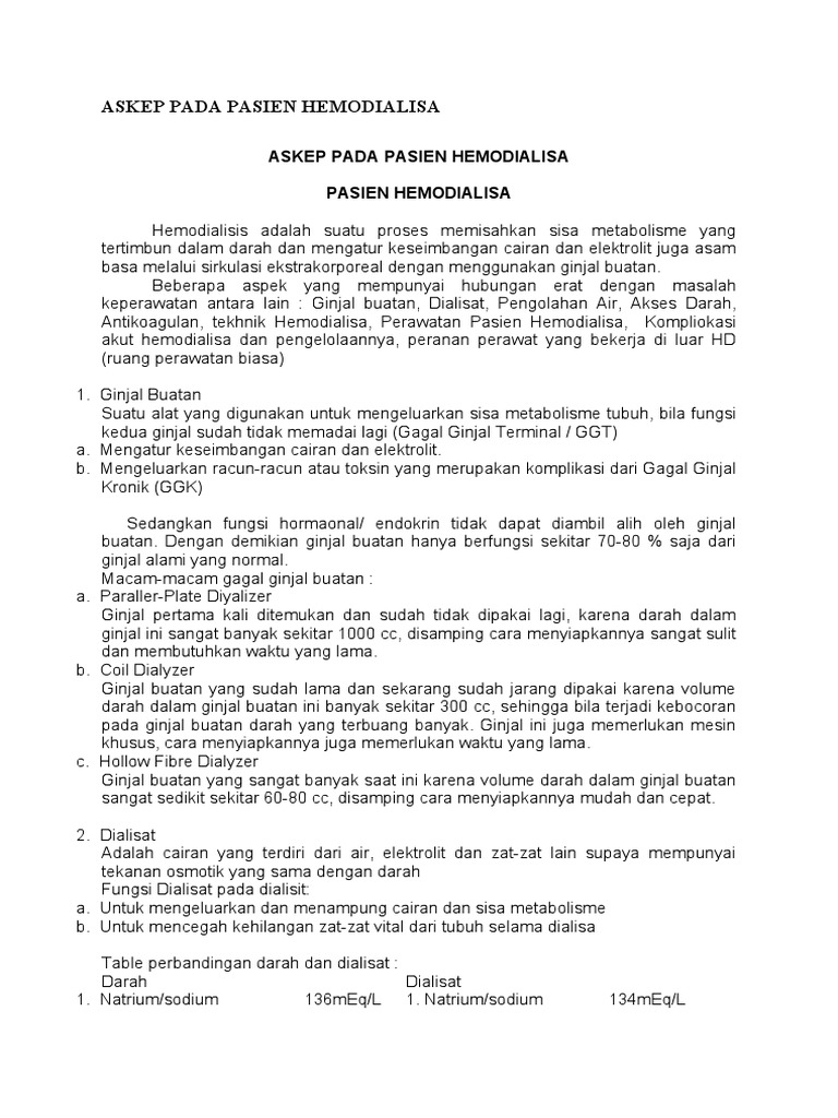 Askep Pada Pasien Hemodialisa | PDF