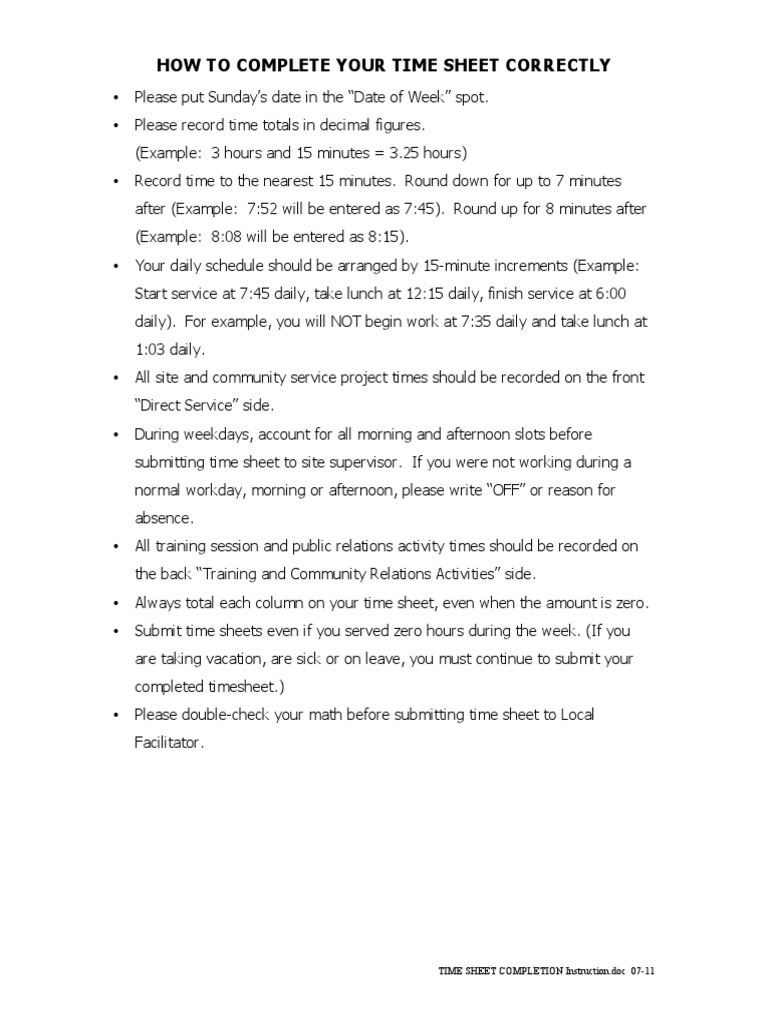 Time Sheet Completion Instruct I | PDF | Business