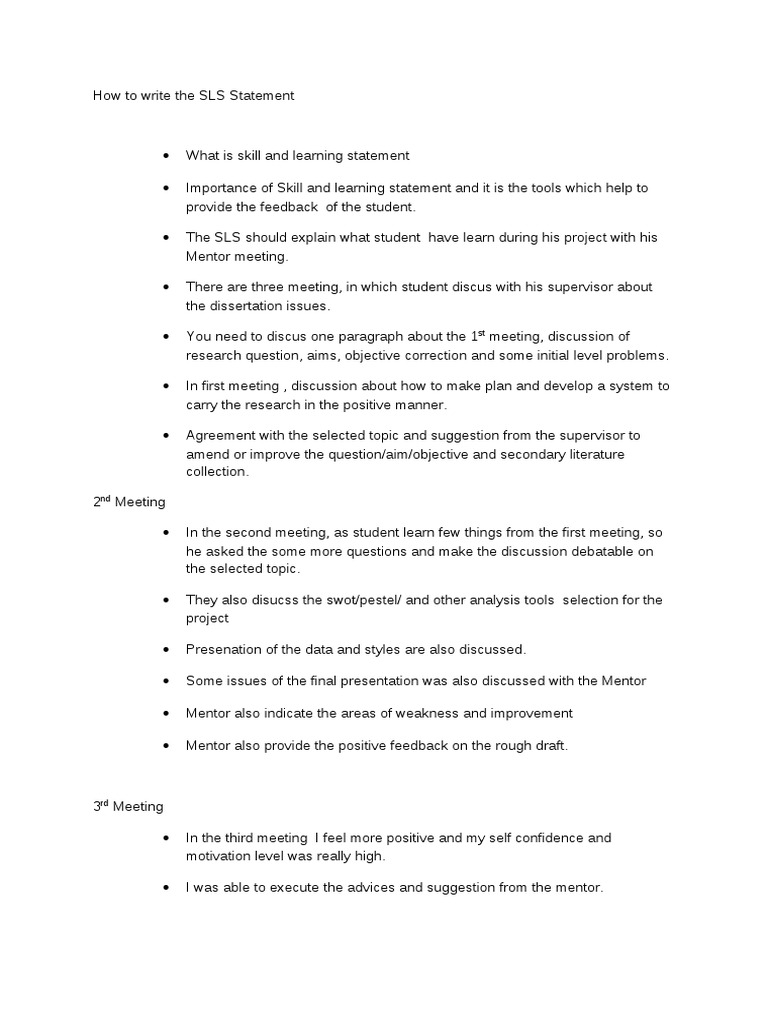 How To Write The SLS Statement | PDF