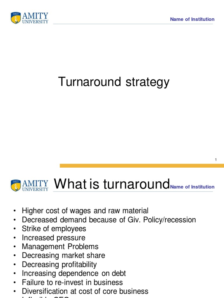 Turnaround Strategy: Name of Institution | PDF | Business