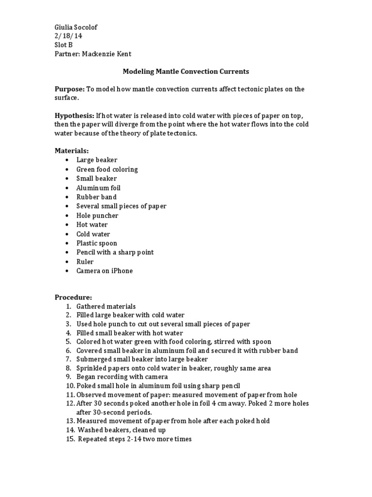 Modeling Mantle Currents Lab | PDF | Plate Tectonics | Water
