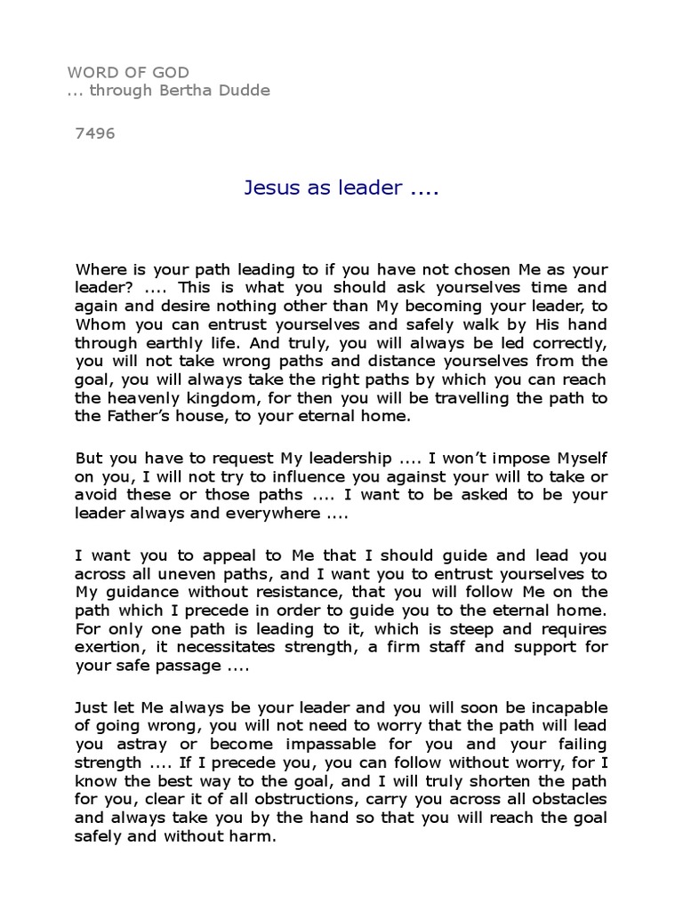 7496 Jesus As Leader .... | PDF | Supernatural | Theism