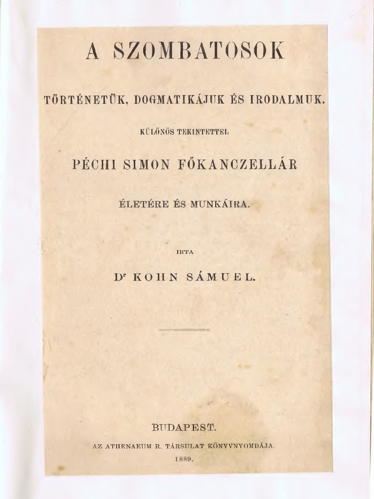 Kohn Samuel A Szombatosok | PDF