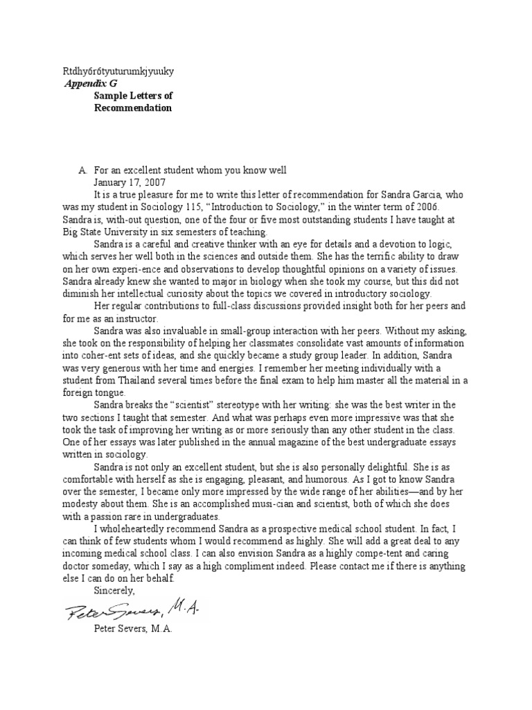 Sample Letters of Recommendation | PDF | Sports