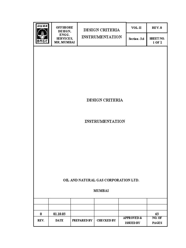 Design Criteria Instrumentation | PDF
