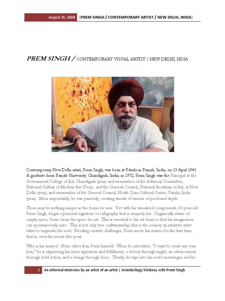 Interview With Artist Prem Singh Reprinted) | PDF | Paintings | Color