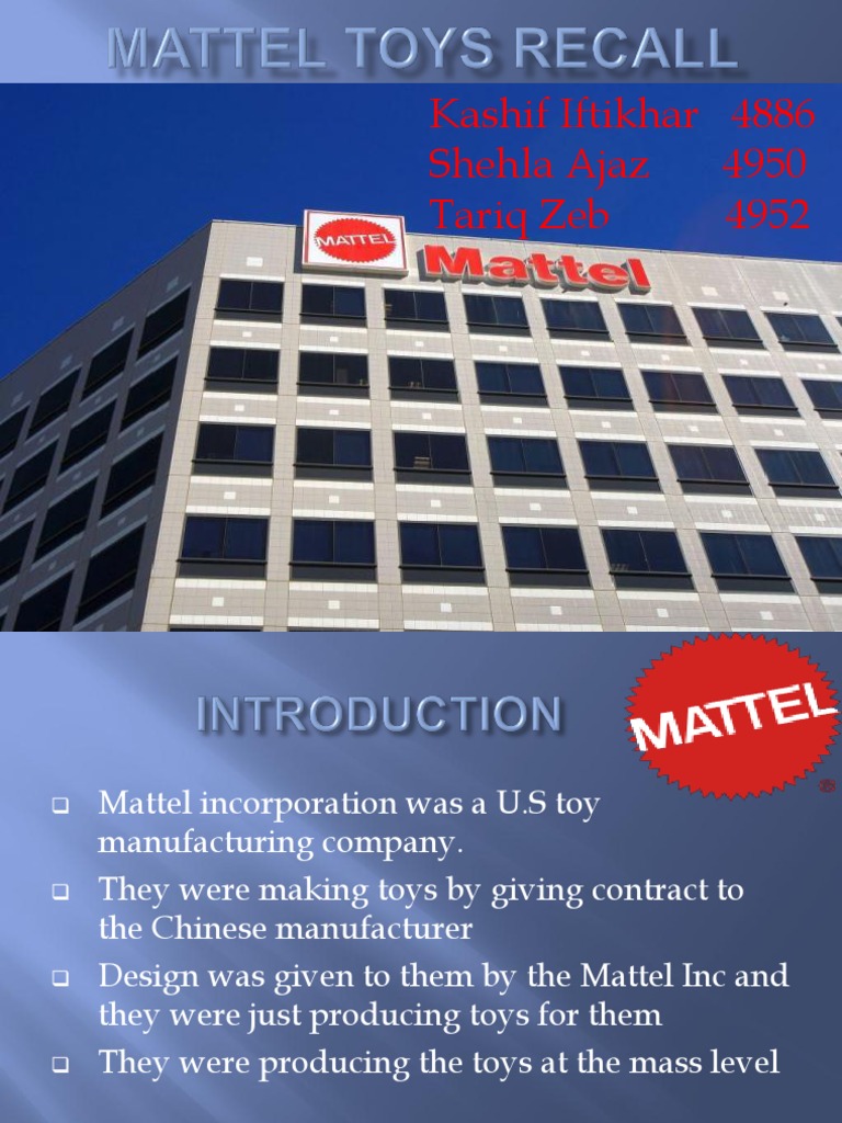 Mattel Toys Recall | PDF | Toys | Risk