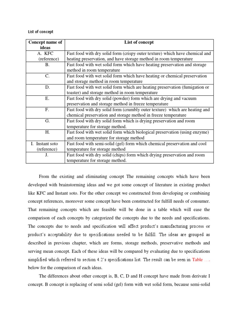 Concept Name of Ideas List of Concept | Download Free PDF | Foods ...