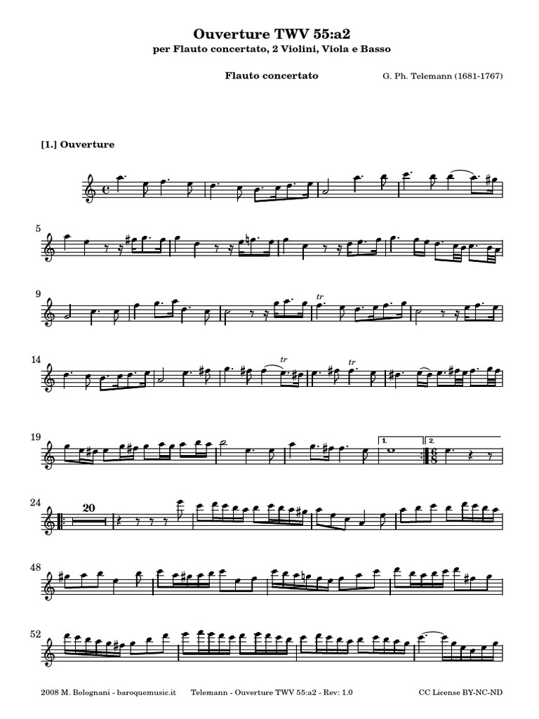 Telemann Ouverture, Flauto Dolce, La Minore Flauto Part | PDF