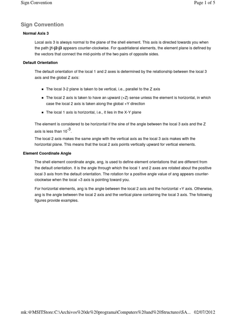 Shell Element Sign Convention Guide | PDF | Cartesian Coordinate System ...