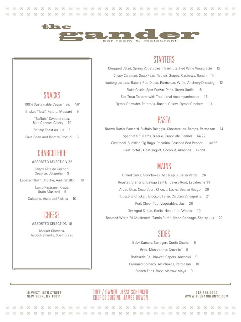 The Gander - Dinner Menu 140402 | PDF | Business
