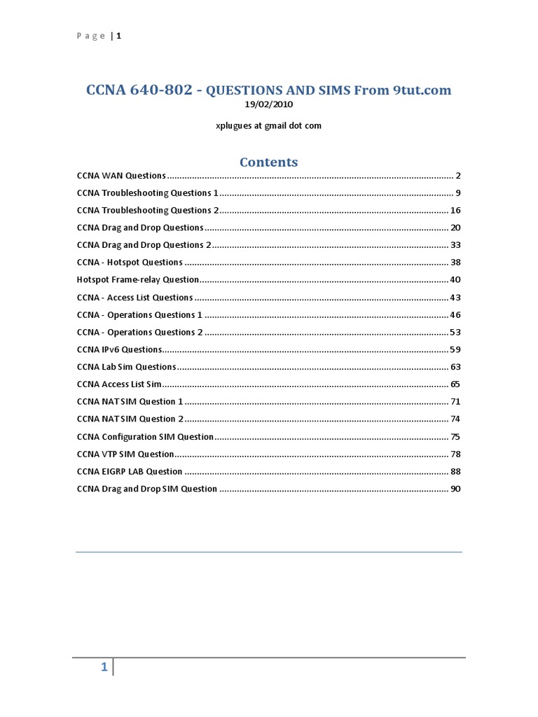 CCNA-640-802 QuestoesSims 18022010 | PDF | Router (Computing) | Computer Network