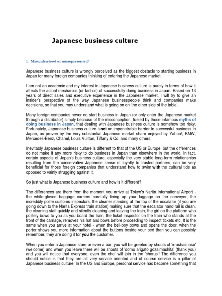 Japanese Business Culture | PDF | Empire Of Japan | Japan