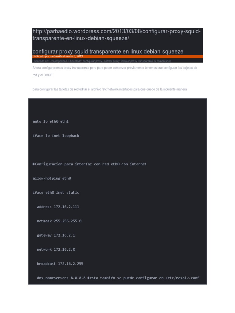 Configurar Proxy Squid Transparente en Linux Debian | PDF | Dirección ...