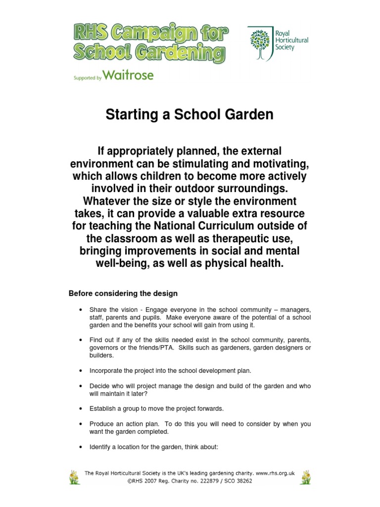 School Garden Project Guidelines | PDF | Gardens | Manure