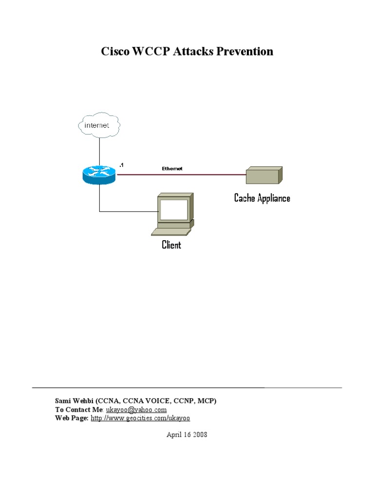 Cisco WCCP Attacks Prevention - April 16 2008 | PDF | Proxy Server | Router (Computing)