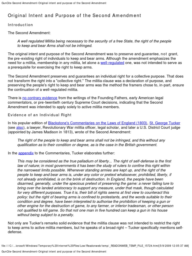 Gun Rights - Guncite - Original Intent and Purpose of The Second ...