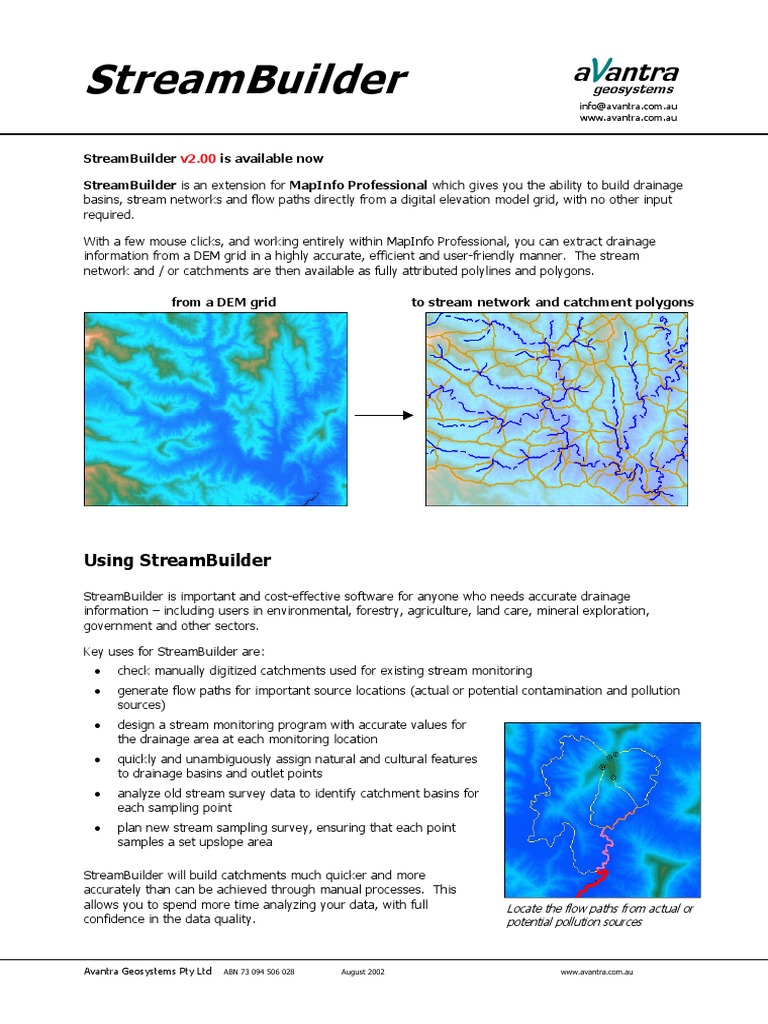 StreamBuilder v2.00: An Efficient Tool for Extracting Drainage Networks and Catchment Polygons ...